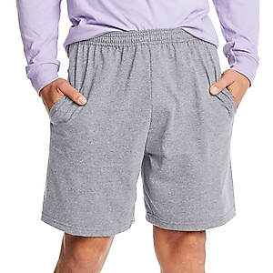 Hanes Mens Jersey Cotton With Pocket Workout-and-training-shorts, Light Steel, 3X-Large US