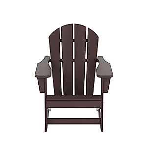 WO Home Furniture Patio Rocking Chair Set of 3 PCS Classic Outdoor Adirondack Rocker Chairs & Table (Dark Brown)