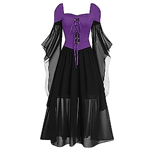 Halloween Costumes Sling Swing Corset Women's Halloween Costumes Women Costumes for Halloween Medieval Costume Women Renaissance Shoes Renaissance Faire Corset Ren Faire Costume（4-Purple,Medium）