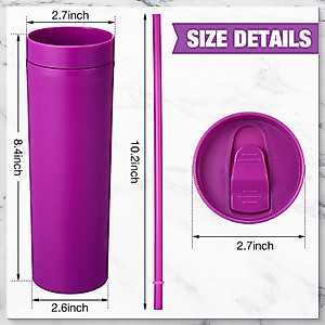 Raiten 27 Pieces Skinny Tumbler Cups with Lids and Straws 16 oz Acrylic Tumblers Bulk Colored Matte Tumblers Reusable Double Wall Plastic Mugs Cold Hot Drinks Water Bottles for Women Teacher DIY Gifts