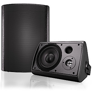 Herdio 6.5 Inches Indoor Outdoor Bluetooth Speakers Waterproof with Powerful Bass,Wall Mount Speakers Wired Weather Resistant for Patio Home Deck Porch Backyard 400 Watts(Black)