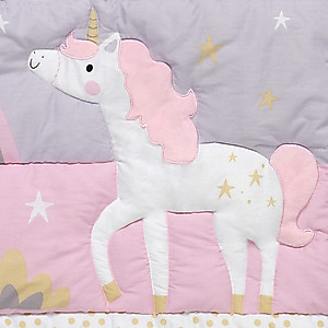 Bedtime Originals Rainbow Unicorn 3Piece Crib Bedding Set, Purple