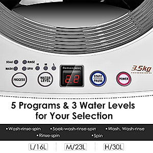 Casart Washing Machine Portable Compact Full-Automatic W/Drain Pump 8 Lbs Cloth Washer and Spinner