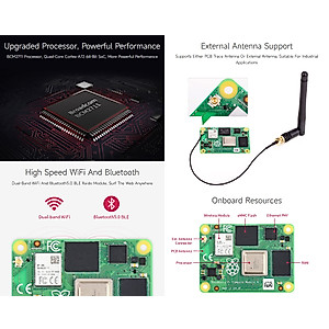 Waveshare Pi Compute Module 4 Comes with Heatsink 4GB RAM 32GB eMMC Flash with WiFi