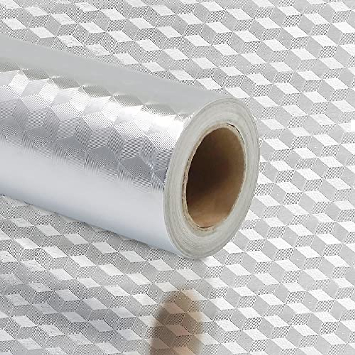 Self-Adhesive Silver Foil Wallpaper for Kitchen, Aluminum Foil Stickers Oil Proof Waterproof, Heat Resistant Wall Sticker for Cabinet Countertops Drawer Liner (15.7 x 196.8 Inch)(0.4 x 5m)