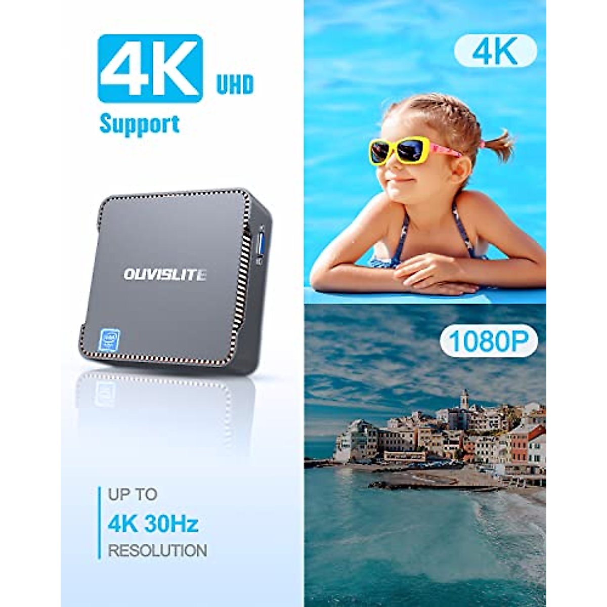 Mini PC Ιntel Celeron N3350 Processor(Up to 2.4GHz), 4GB DDR3 64GB eMMC Mini Computer Windows 10 Pro Desktop Computers Support 2TB Expansion, 4K HDMI Triple Display, Dual WiFi, BT4.2, Gigabit Ethernet