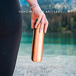 Kosdeg Copper Water Bottle - 16oz Vintage Modern Design - An Ayurvedic Copper Vessel For Drinking - Drink More Water, Lower Your Sugar Intake And Enjoy The Health Benefits