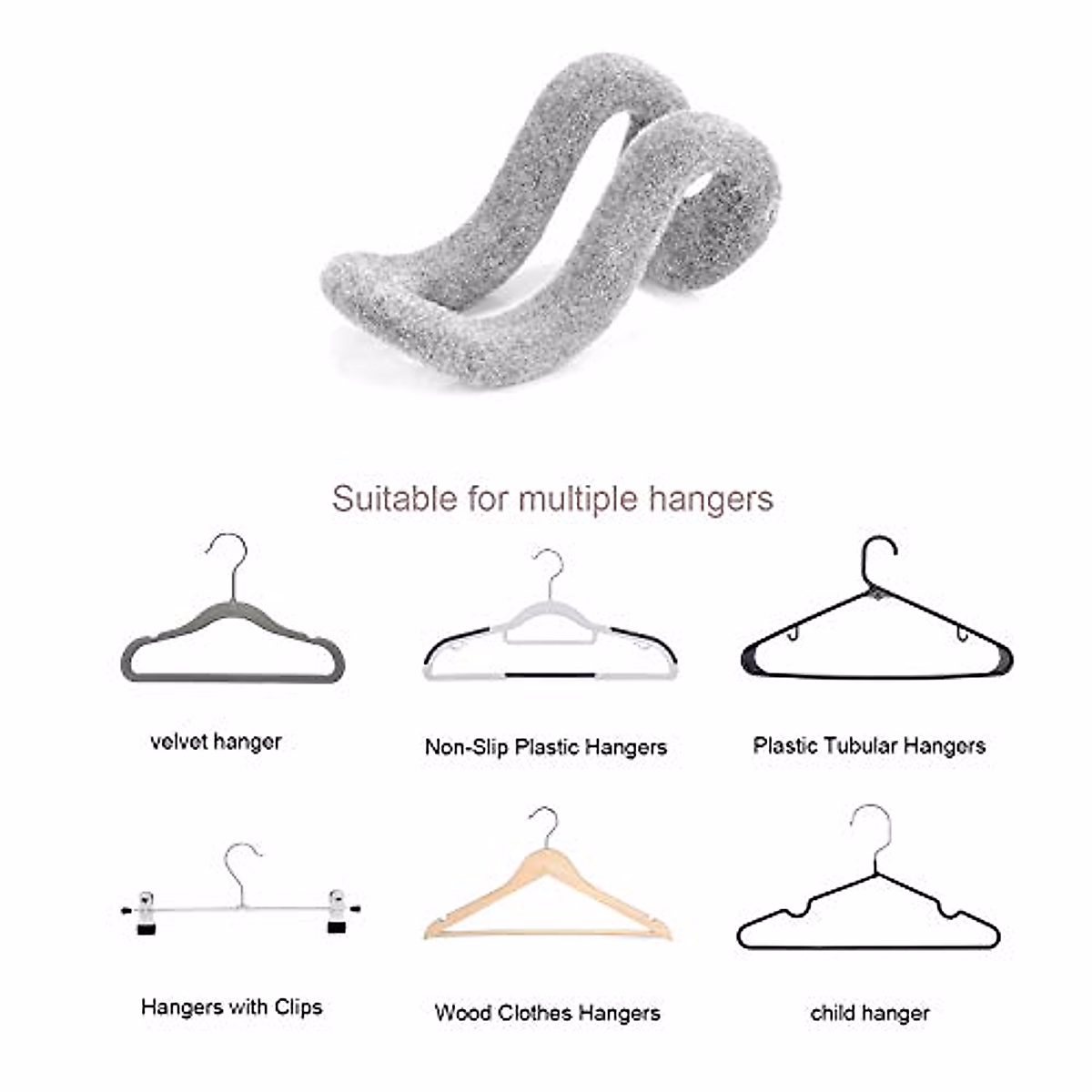 Mlici Cascading Mini Hooks for Hangers, Grey Clothes Hanger Connector Hooks, 60 Pcs Heavy Duty Space Saving Clothes Hanger Connector Hooks for Closet