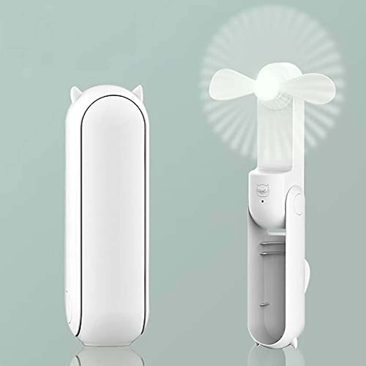 TAILISA Portable Handheld Fan, 2-speed Mini Portable Fan USB Rechargeable Personal Fan for Home Office Outdoor Travel White