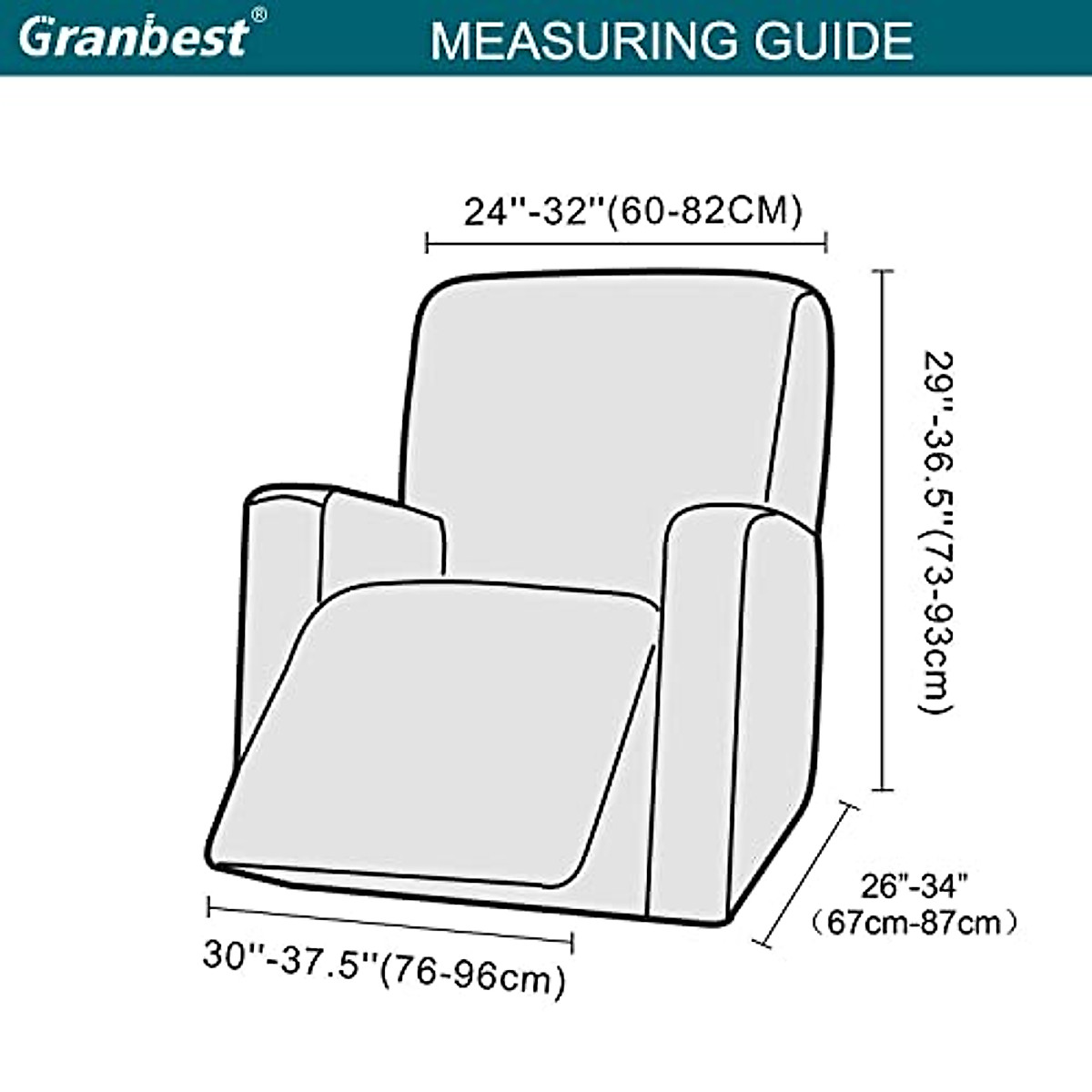 Granbest Velvet Plush Recliner Chair Cover High Stretch Recliner Slipcover Furniture Protector with Pockets(Creamy White)