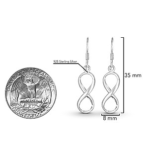 AeraVida Endless Symbol Infinity Love .925 Sterling Silver Dangle Earrings