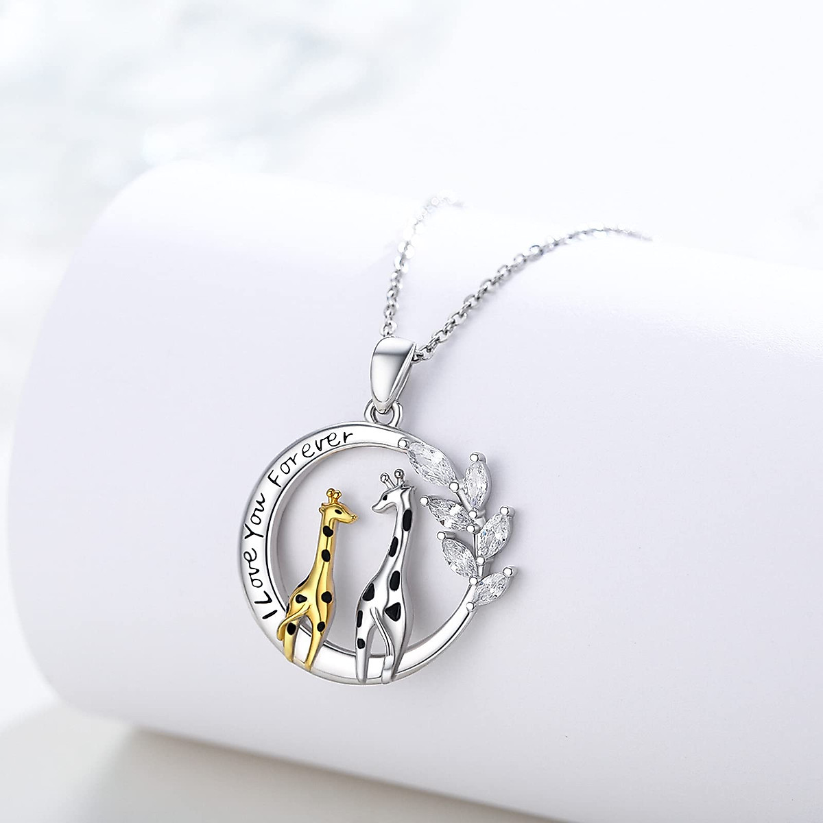 TUGHRA Giraffe Necklace 925 Sterling Silver I Love You Forever Giraffe Pendant Necklaces Xmas Jewelry Gifts for Women Daughter Mom friend Birthday Motherës Day Present