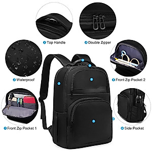 LOVEVOOK Laptop Backpack for Women, Anti-Theft Travel Backpacks Purse with Lock, Work Business Computer Bag with USB Port, Casual Hiking Daybag College School BookBag，15.6Inch Black