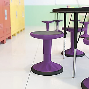 Flash Furniture Carter Adjustable Height Kids Active Stool - Flexible Purple Stool for Classroom and Home - Non-Skid Bottom - Rubberized Seat - 14" - 18" Seat Height