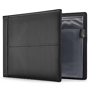 7 Ringed Business Check Binder for Checkbooks, Faux Leather Folder for 600 Checks (14 x 10 in)