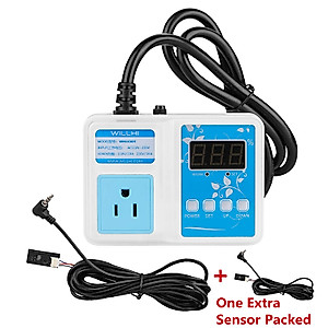 WILLHI WH1436H 110V Digital Air Humidity Controller with LCD Display High Accuracy Humidity Sensor & 118'' Power Cable, Humidification Mode & Dehumidification Mode+1pc Extra Sensor