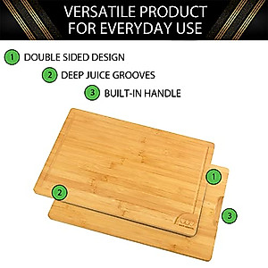 Gold Armour Extra Large Bamboo Cutting Board - Kitchen Chopping Board for Meat Cheese and Vegetables, Butcher Block (18 x 12in)
