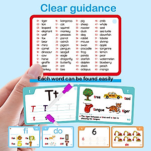 120 PCS, 236 Pictures Alphabet Flash Cards for Toddlers 2-8 Years, Toddler Flash Cards, Phonics Words Flash Cards, with Animals, Fruits, Vegetables, Numbers, Phonics, Alphabet, Drawing, Writing