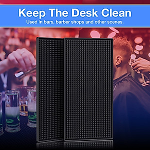 Noverlife 2PCS Barber Work Station Mat for Salon, Flexible PVC Heavy Duty Antiskid Rubber Mat for Stations, Service Mat Cushion for Bar, Heat-Resistant Pad Tools for Styling Hair Dryers Hair Trimmers