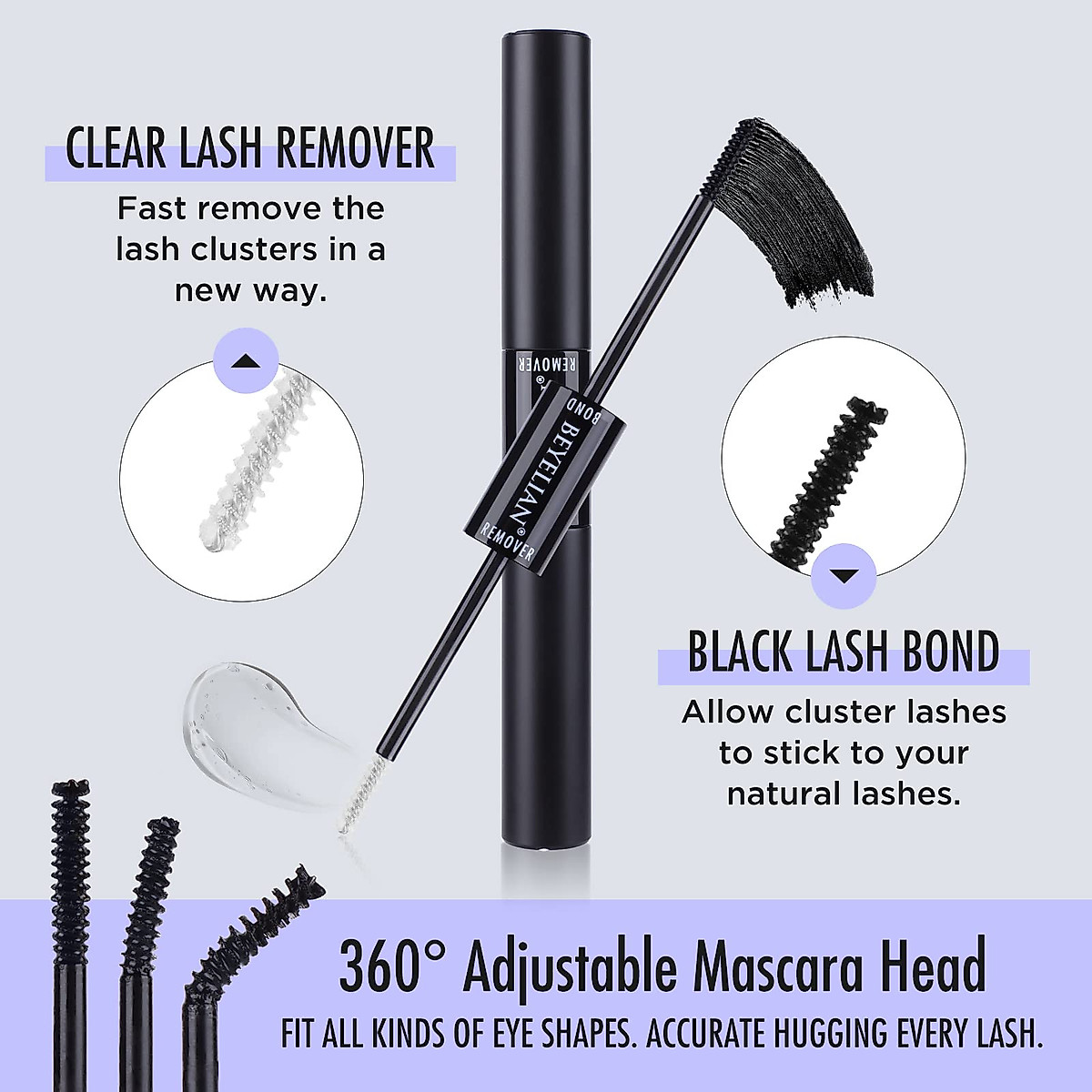 BEYELIAN Cluster Lashes D Curl 84 Pcs and Lash Bond and Remover Kit, Individual Lash Clusters Super Thin Band Lash Adhesive Super Strong Hold 48 Hours, Fast Removal Remover with No Residue