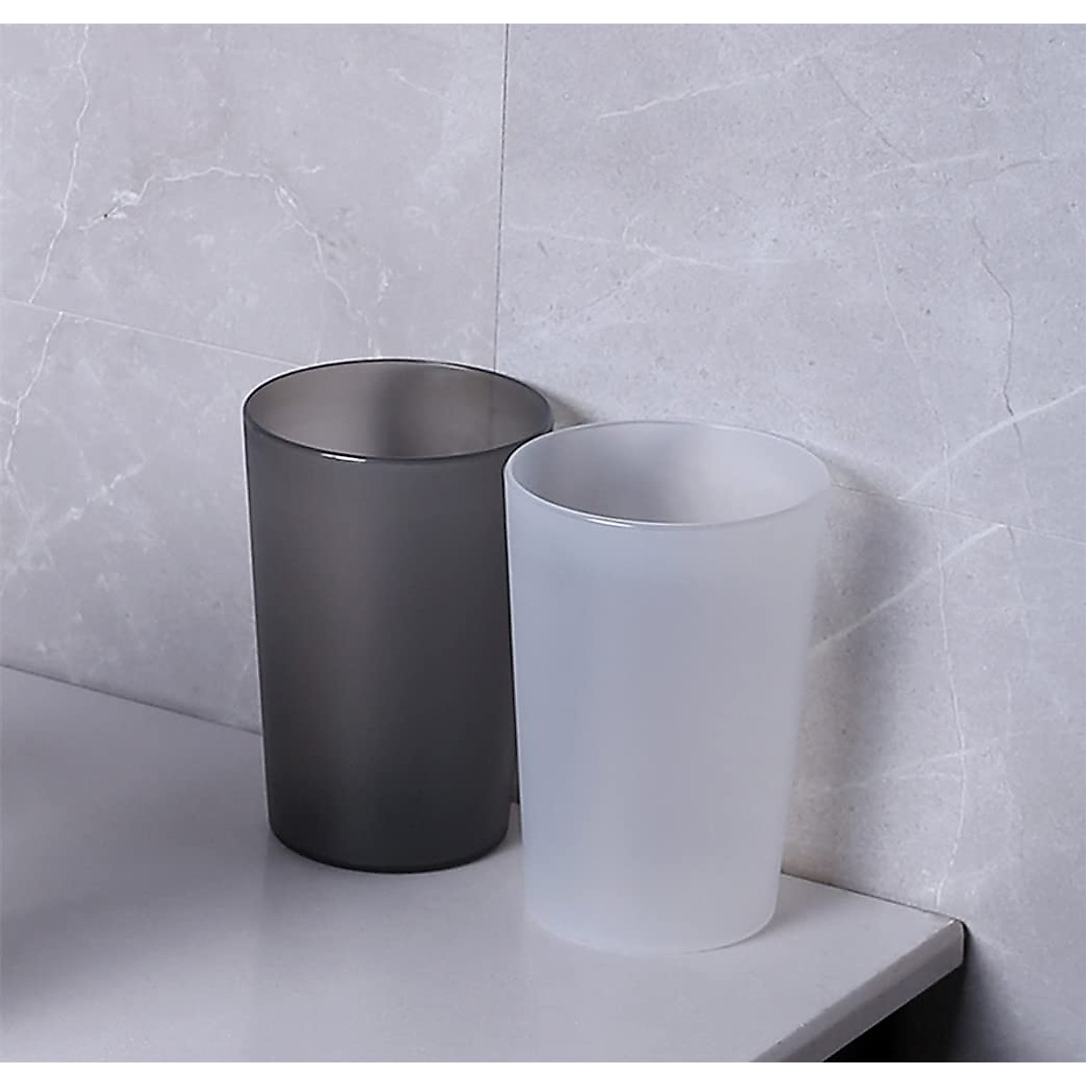 RabyLeo Simple Toothbrush Cup Household Washing Cup Couple Toothbrush Cup Large Capacity Cup (300 ml). (Translucent Black & White)