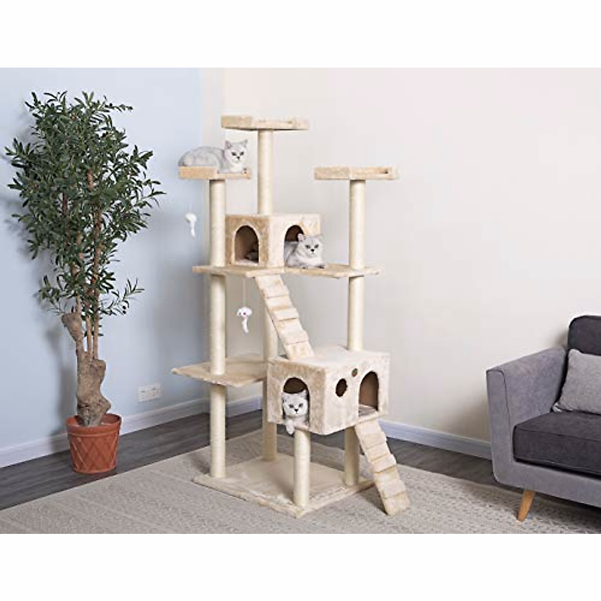 Go Pet Club Cat Tree, 50W x 26L x 72H, Beige