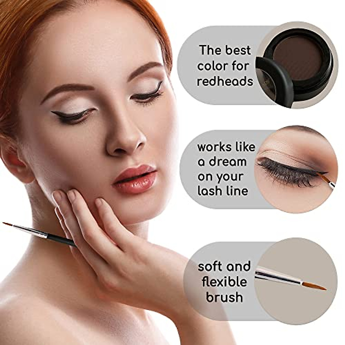 JUST FOR REDHEADS Professional Cake Eyeliner - (Includes Eyeliner Brush)
