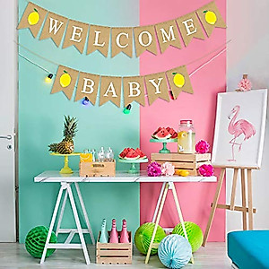 Jute Burlap Welcome Baby Banner Lemon Themed Baby Shower Diaper Party Decoration Supply