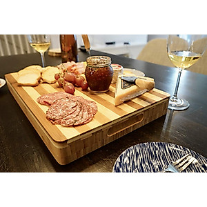Reversible Cutting Board for Kitchen - a combo of EXTRA THICK multipurpose large chopping board (17 x 11.8 x 1.6) ; this butcher block makes great house warming presents and kitchen accessories