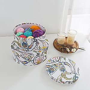 Soul & Lane Decorative Cardboard Storage Boxes with Lids, Paisley Charm - Set of 2: Floral Keepsake Boxes for Women, Oval Nesting Gift Boxes, Paperboard Pretty Storage Boxes for Shelves