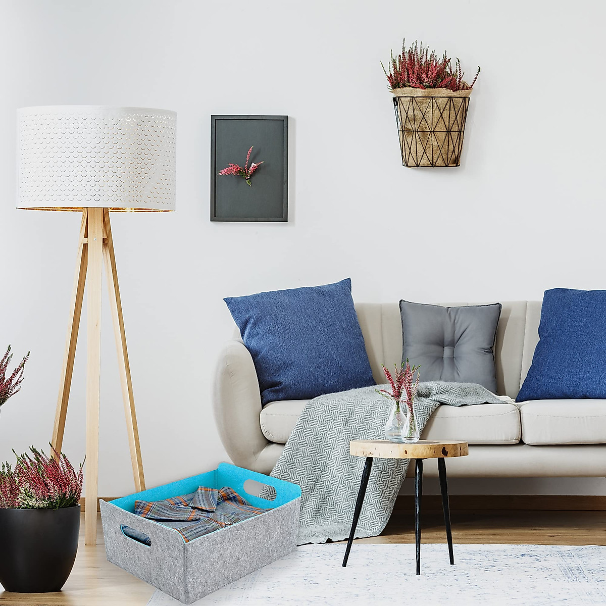 Welaxy storage baskets Felt Foldable Storage Cube bin Shelf Bins Organizer Felt box for Kids Toys Magazine Books Clothes for Office Bedroom Closet Babies Nursery Laundry (Turquoise)