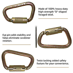AFP Twist-Locking D-Steel High-Strength Carabiner w/Pin, ANSI & OSHA Compliant (1)