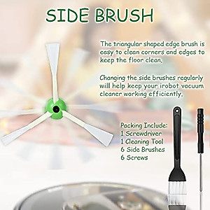 Gusnilo 6 Side Brush Replacement Accessories for irobot Roomba i/e Series Robotic Vacuum Cleaner E5 E6 i3 i3+ i7 i7+ i6 i6+ j7 j7+ Replacement Parts Kit with 6 Screws 1 Screwdriver 1 Small Brush