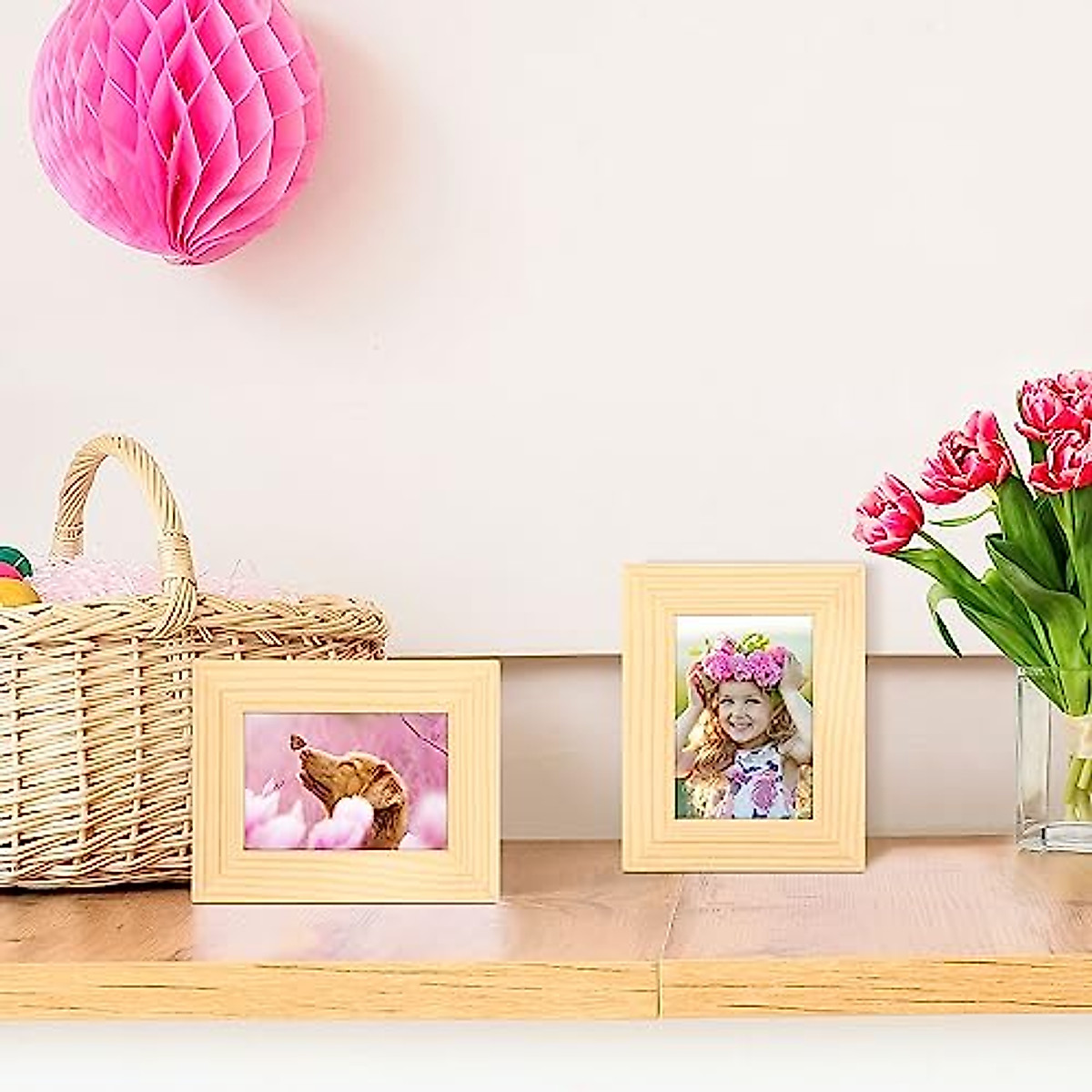 Kigley 6 Pcs 2.5 x 3.5 Inches Picture Frame Mini Rustic Picture Frames Wallet Size Wood Grain Table Desk Top Standing Fits Photo for Wall and Tabletop Picture Display