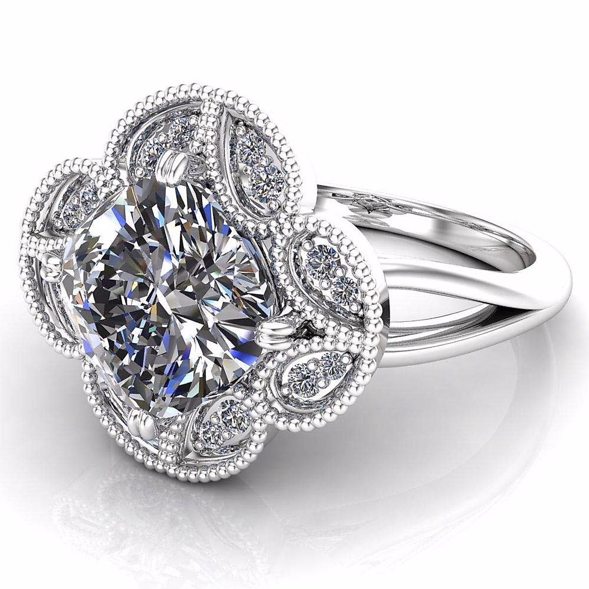 Bhumi Gems 3CT Cushion Moissanite Engagement Ring Wedding Bridal Ring Set Eternity Antique Vintage Solitaire Hidden Halo Dainty Statement Minimalist Art Deco Promise Her