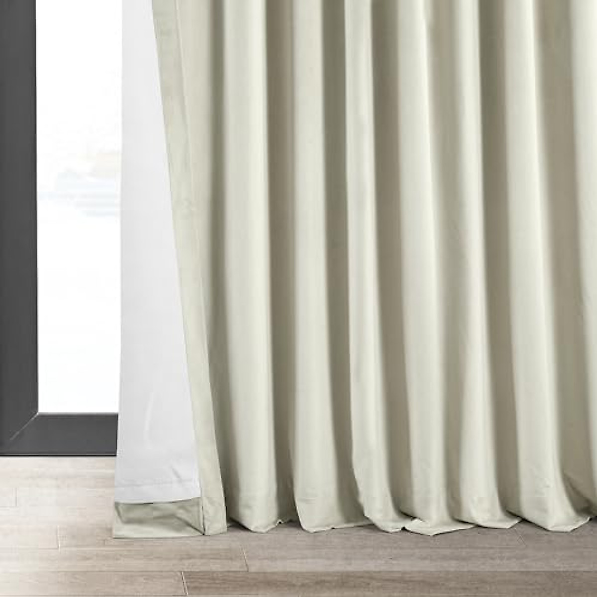HPD Half Price Drapes Signature Velvet Thermal Blackout Curtains for Living Room 96 Inch Long (1 Panel) Rod Pocket Insulated Blackout Curtains for Bedroom Window Curtains, 100W x 96L, Off White