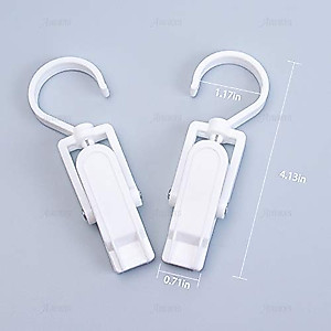 AUEAR, 20Pcs Clips Swivel Hooks Laundry Hook Super Strong Plastic Solid Clip Family Travel 360 Degree Rotating Hanging Pins Clothespin hatpins for Home Use to Hang and Dry Wet Clothes White 4.3inch