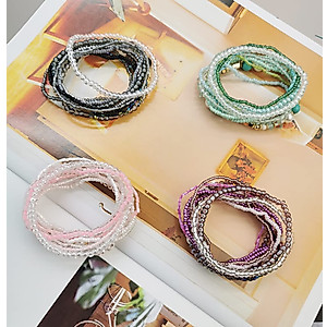 FINZOR 8 Sets Bohemian Stackable Bead Bracelets for Women Bohemian Bracelets Stretch Multi Layered beads Bracelet Set Boho Multicolor Jewelry