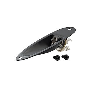 Musiclily 1/4 Inch Boat Style Loaded Guitar Input Jack Socket Plate Output Jack for Fender Stratocaster Strat Electric Guitar, Black