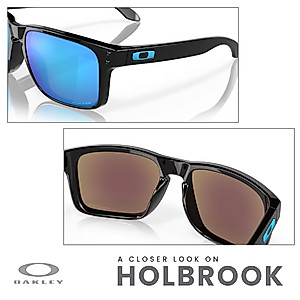 Oakley Holbrook OO9102 9102F5 57MM Polished Black/Prizm Sapphire Square Sunglasses For Men + BUNDLE Accessory Leash Kit+ BUNDLE with Designer iWear Eyewear Kit