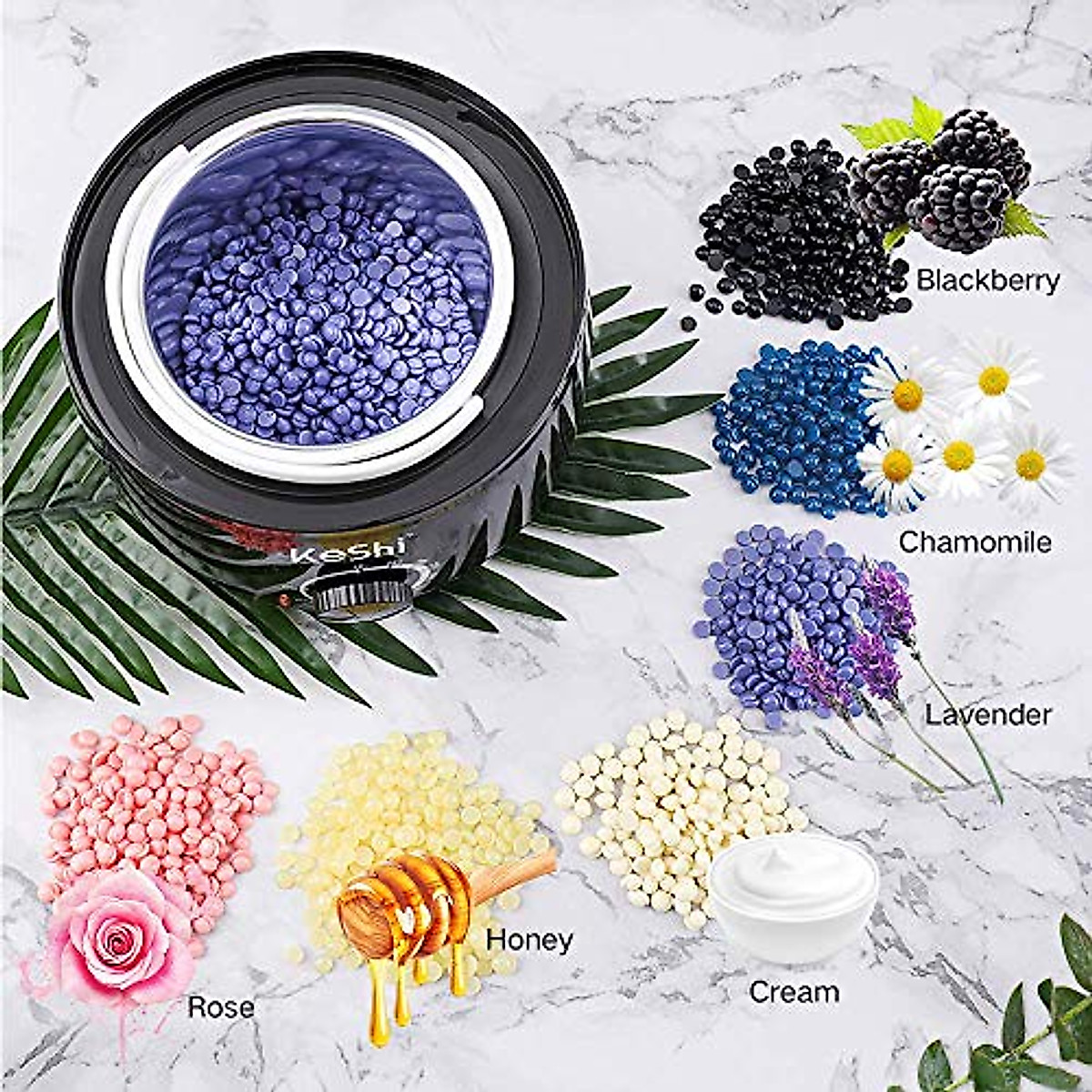 Brazilian Waxing Kit, KeShi Wax Warmer for Painless Hair Removal with 5 Bags Hard Wax Beans for Full Body, Legs, Face, Eyebrows, Bikini Wax for Women Men