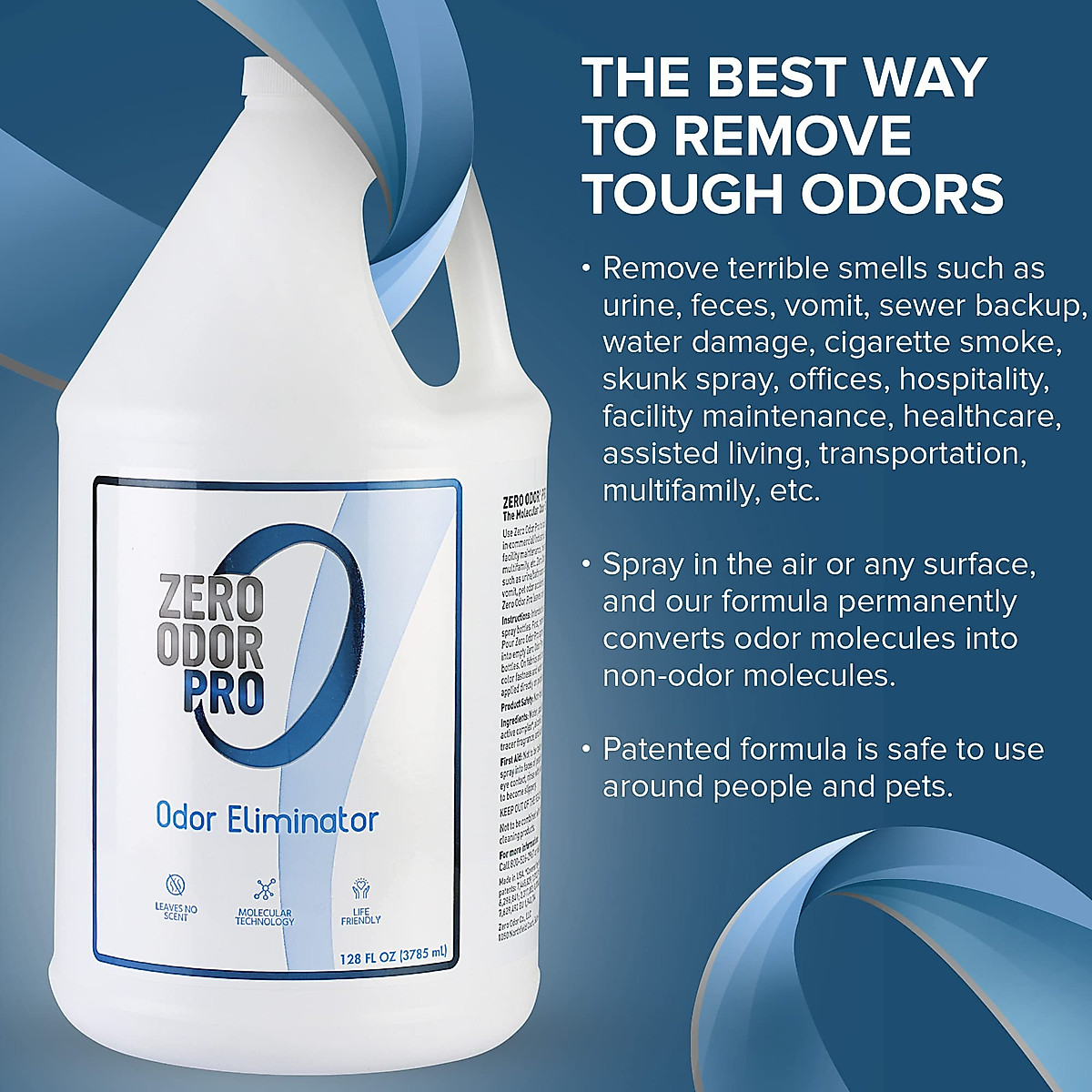 Zero Odor Pro - Commercial Strength Eliminator Odor Neutralizer, Room Deodorizer Odor Eliminator Musty Smell - Strongest Odor eliminator Trigger Spray, 128oz Refill