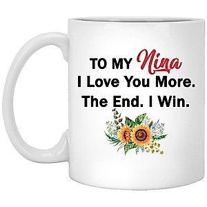 Nina Mug Birthday Gift Anniversary Mother?S Day Thank You Cute Coffee Cup For Her I Love You More Rainbow Vintage Retro, Love Nina Mug 11oz