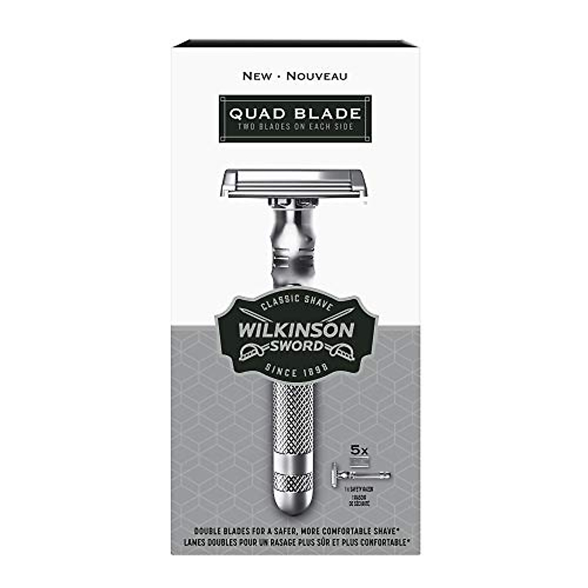 Wilkinson Sword Quad Blade Razor for Men With 5 Quad Blade Razor Refills