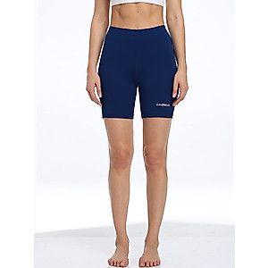 CADMUS Women's 8" High Waisted Biker Yoga Athletic Compression Shorts,3 Pack,1014,Black,Grey,Navy Blue,Small