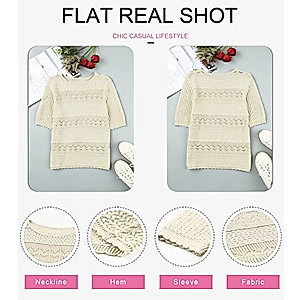 Dokotoo Womens Summer Short Sleeve Sweaters Tops Spring Crew Neck Pullover Shirt Lightweight Knit Sweater Blouse Apricot Medium