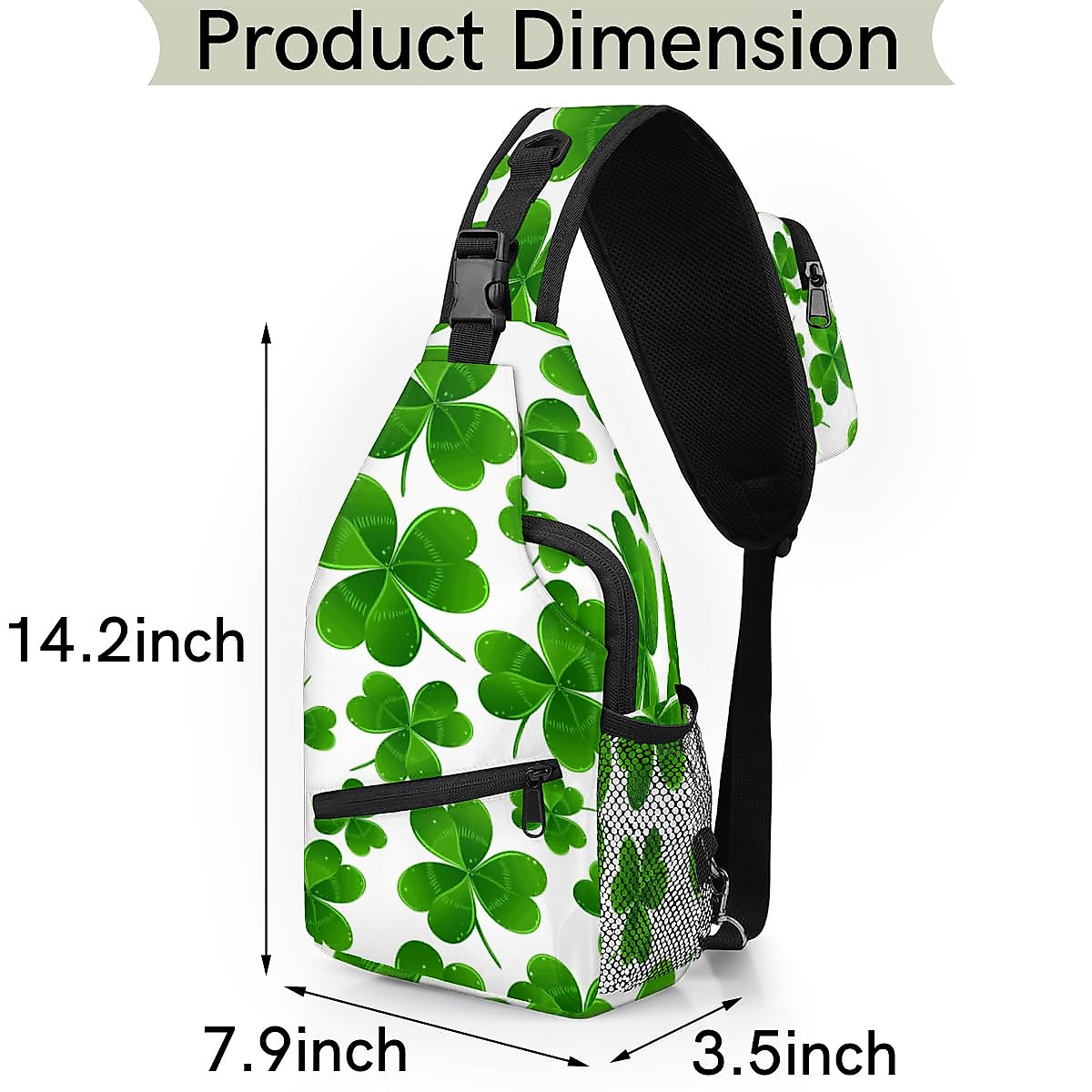St. Patrick's Day Clover Sling Bag Crossbody Bag for Women and Men Shoulder Bag Travel Hiking Backpack Casual Daypack Cross Body Chest Bag