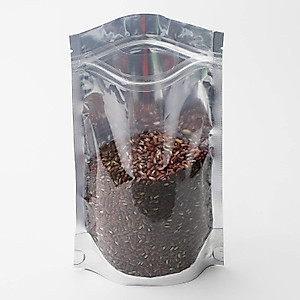 Ellbest 100Pcs Aluminum Mylar Foil Plastic Packaging Bags, Resealable Clear Silver Ziplock Stand Up Pouch Bag for Beans Coffee Cookie Food Storage 5.9x8.7 inch