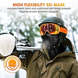 AstroAI Ski Mask Windproof Balaclava for Cold Weather, Winter Face Mask Breathable Stretchable for Skiing, Snowboarding, Black