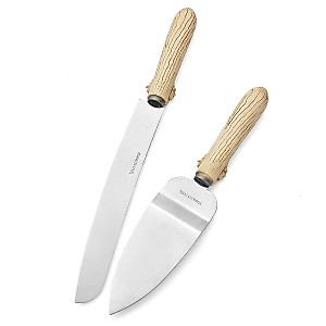 Wood Grain Rustic Cake Knife Server Set - Country Woodland Wedding Keepsake